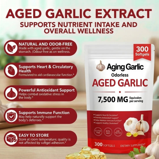 Aged Garlic Extract (7500mg Odorless Softgels) – Aging Garlic